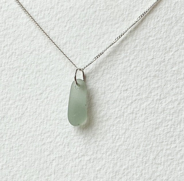 light purple sea glass on a sterling silver dainty chain | OMG SeaGlass ...