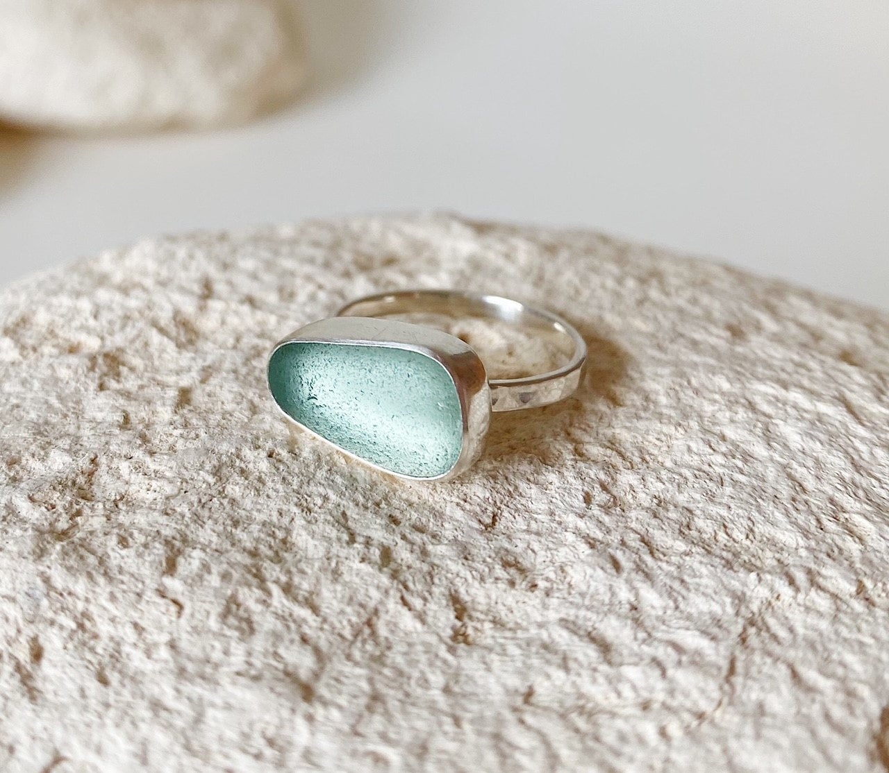 Custom made sea glass ring encased in silver | OMG SeaGlass Designs